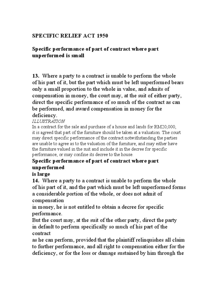 Specific Performance Act | Lease | Specific Performance