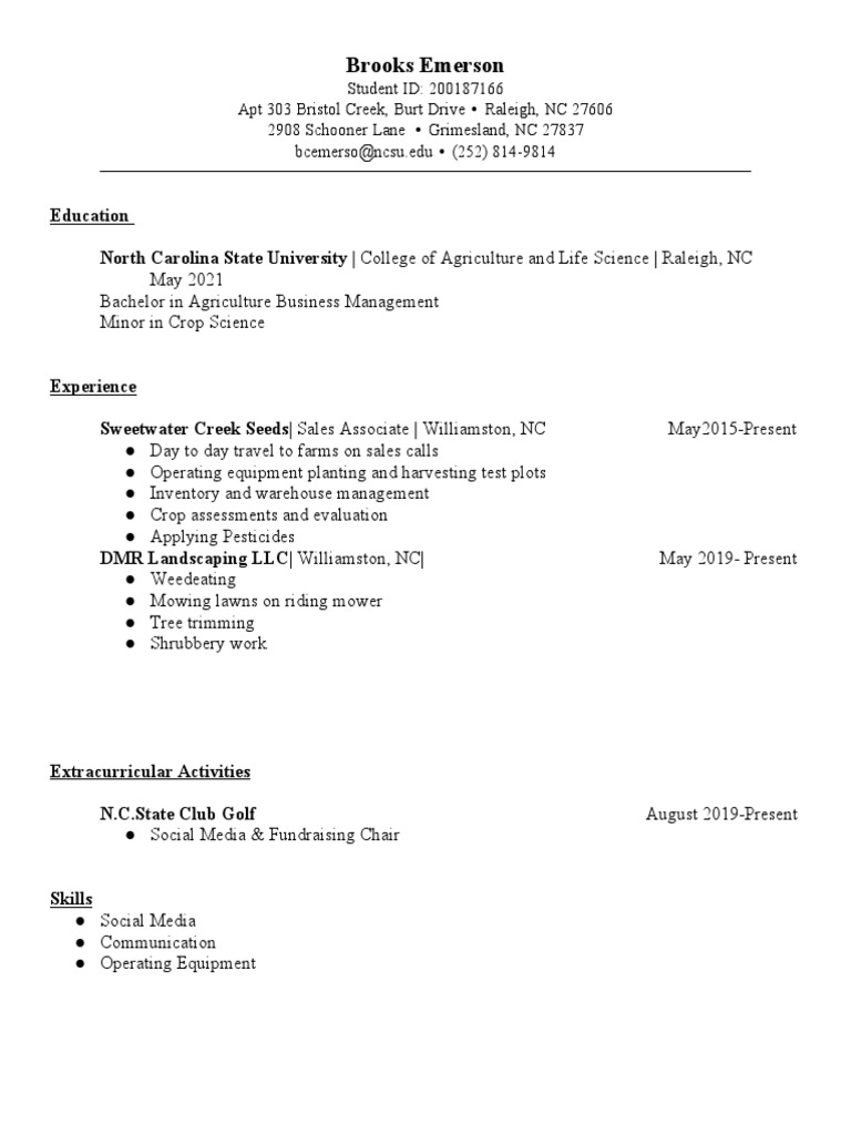 Brooks Emerson Resume | PDF | Career & Growth