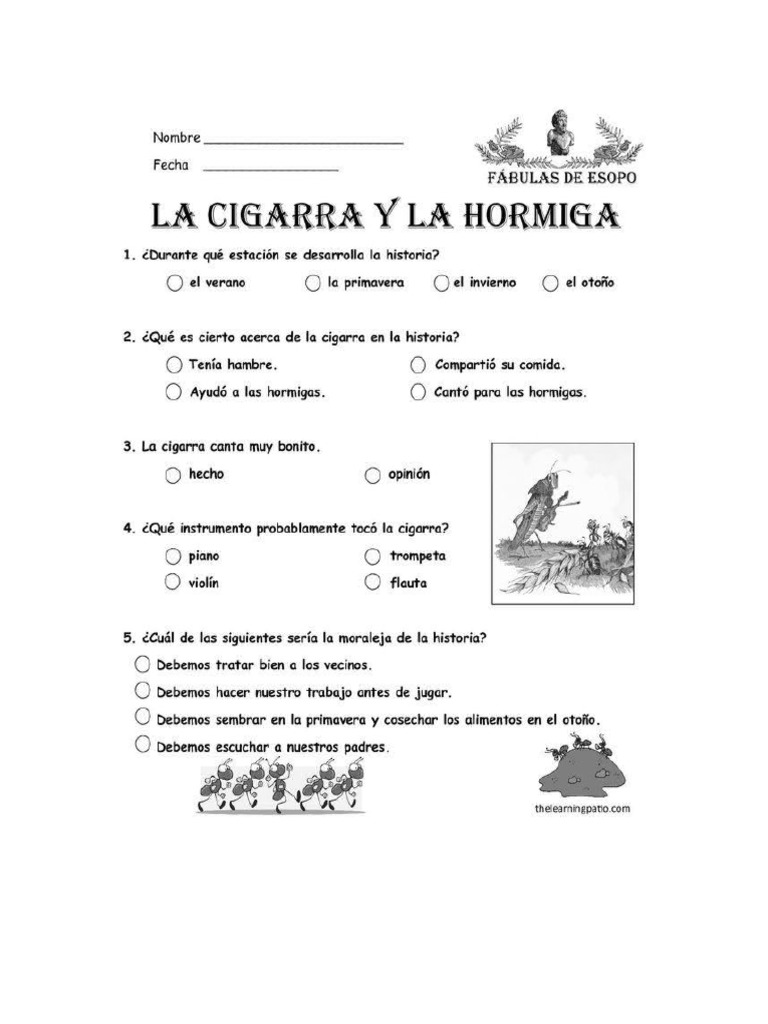 Taller La Cigarra y La Hormiga | PDF