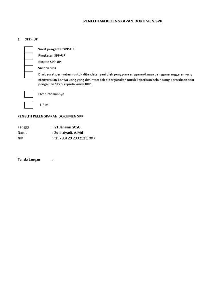 Penelitian Kelengkapan Dokumen SPP | PDF