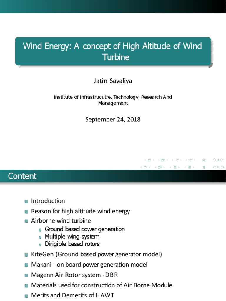 Wind Energy: A Concept of High Altitude of Wind Turbine: Jatin Savaliya ...