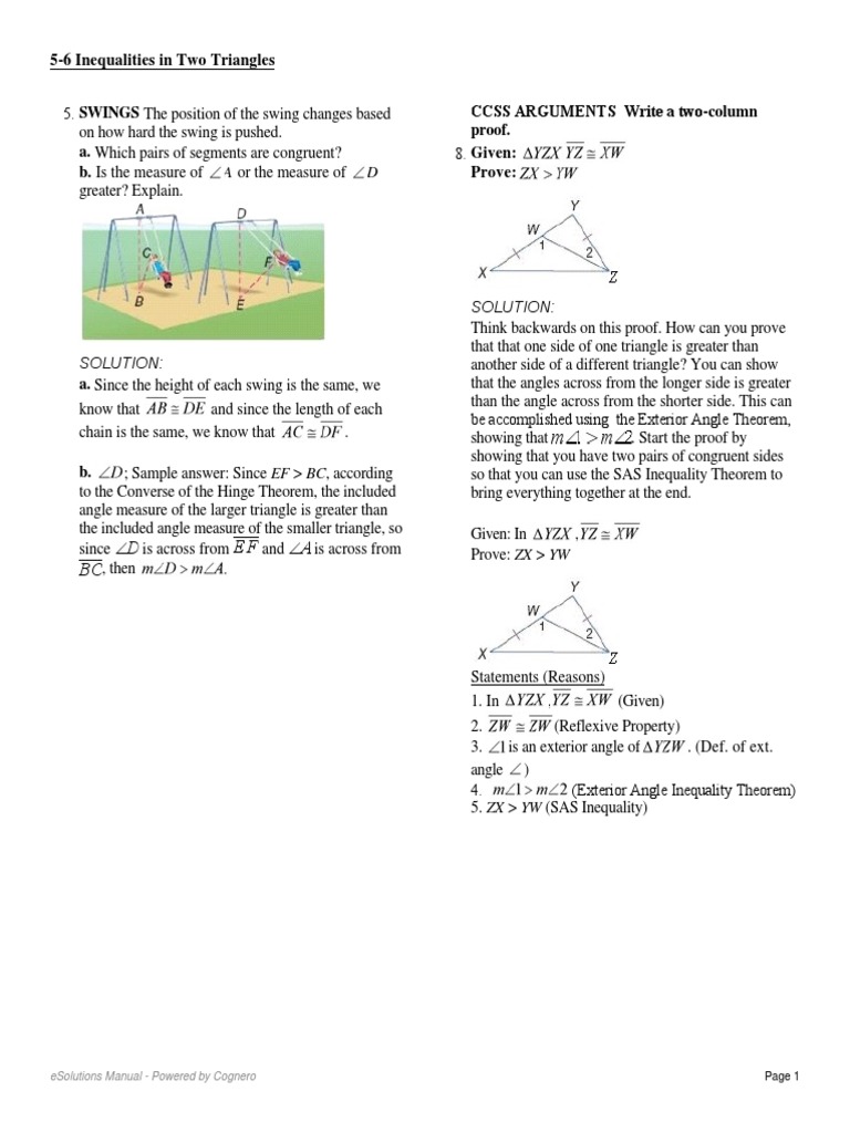 Inequalities in Two Triangles Explained | PDF | Triangle | Triangle ...