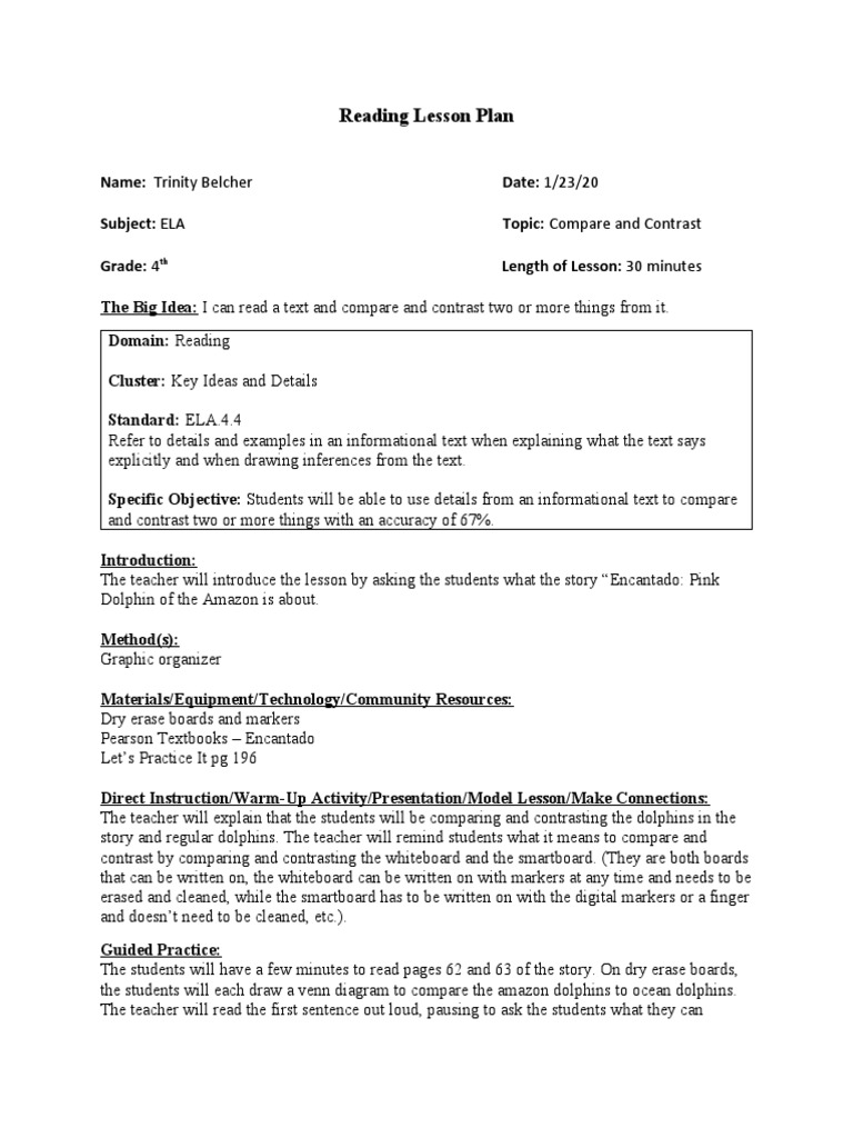 Reading Lesson Plan | PDF | Lesson Plan | Teachers