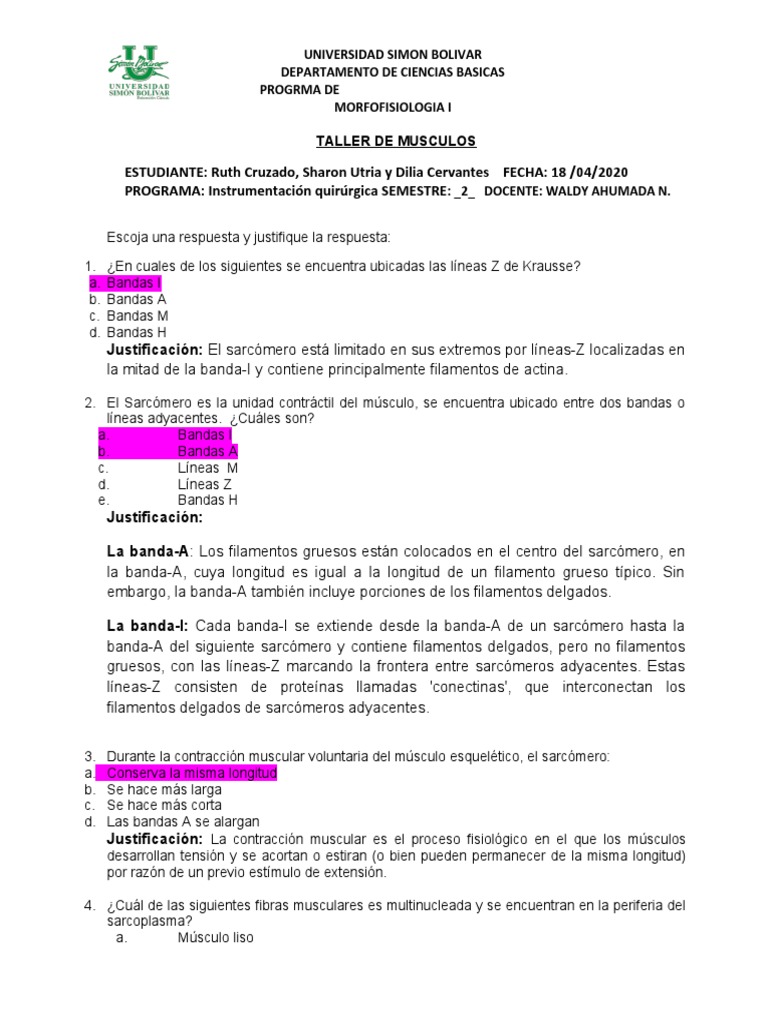 Taller Fisio Terminado | PDF | Músculo | Actina