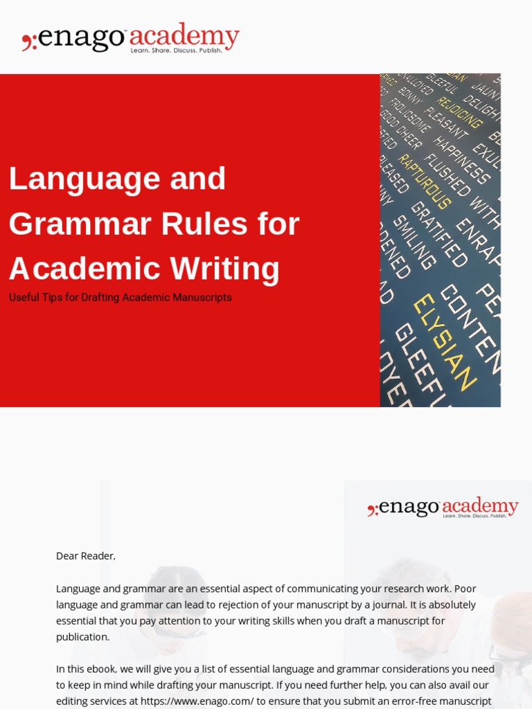 Language And Grammar Rules For Academic Writing PDF Syntactic