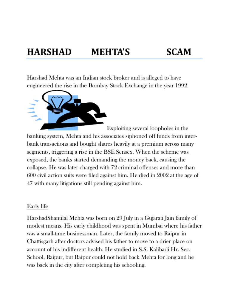 Harshad Mehta Scam | PDF | Financial Economics | Economies