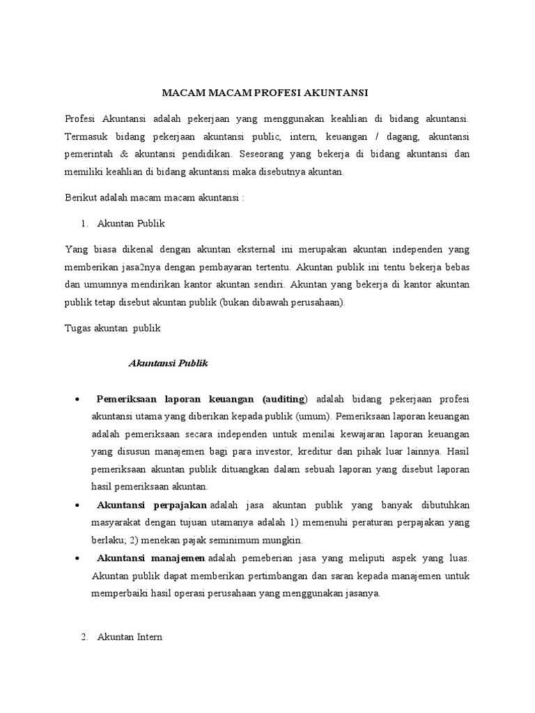 Macam Macam Profesi Akuntansi | PDF