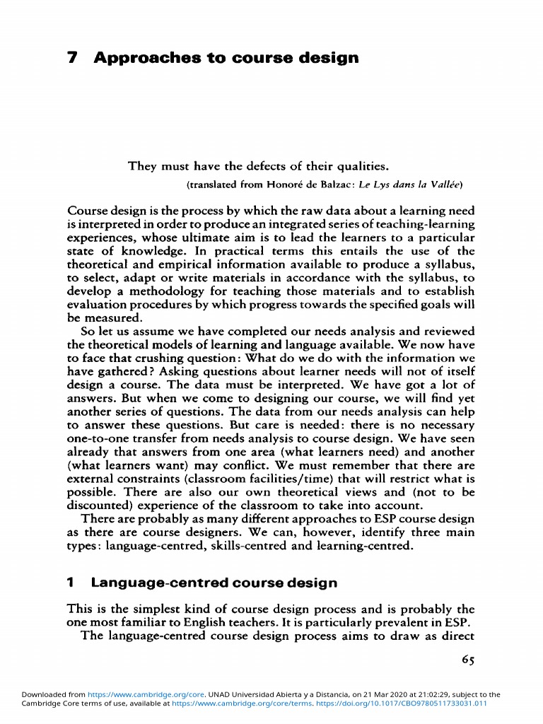 Approaches To Course Design PDF | PDF | Design | Learning
