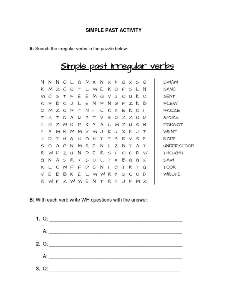 Simple Past Activity PDF | PDF