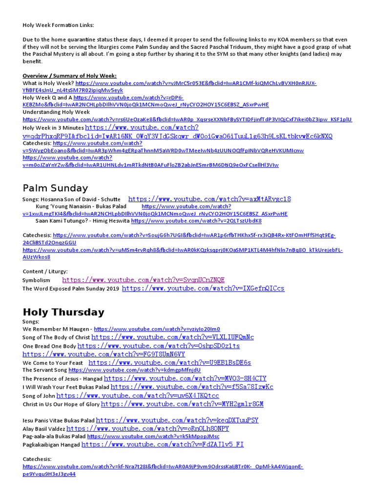 Palm Sunday: Holy Thursday | PDF | Catholic Liturgy | Rituals