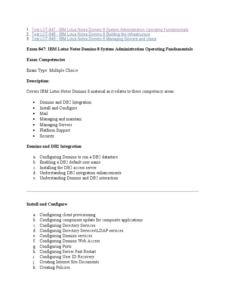IBM Lotus Notes Domino 8 Exam Guide | PDF | Server (Computing) | Ibm Notes