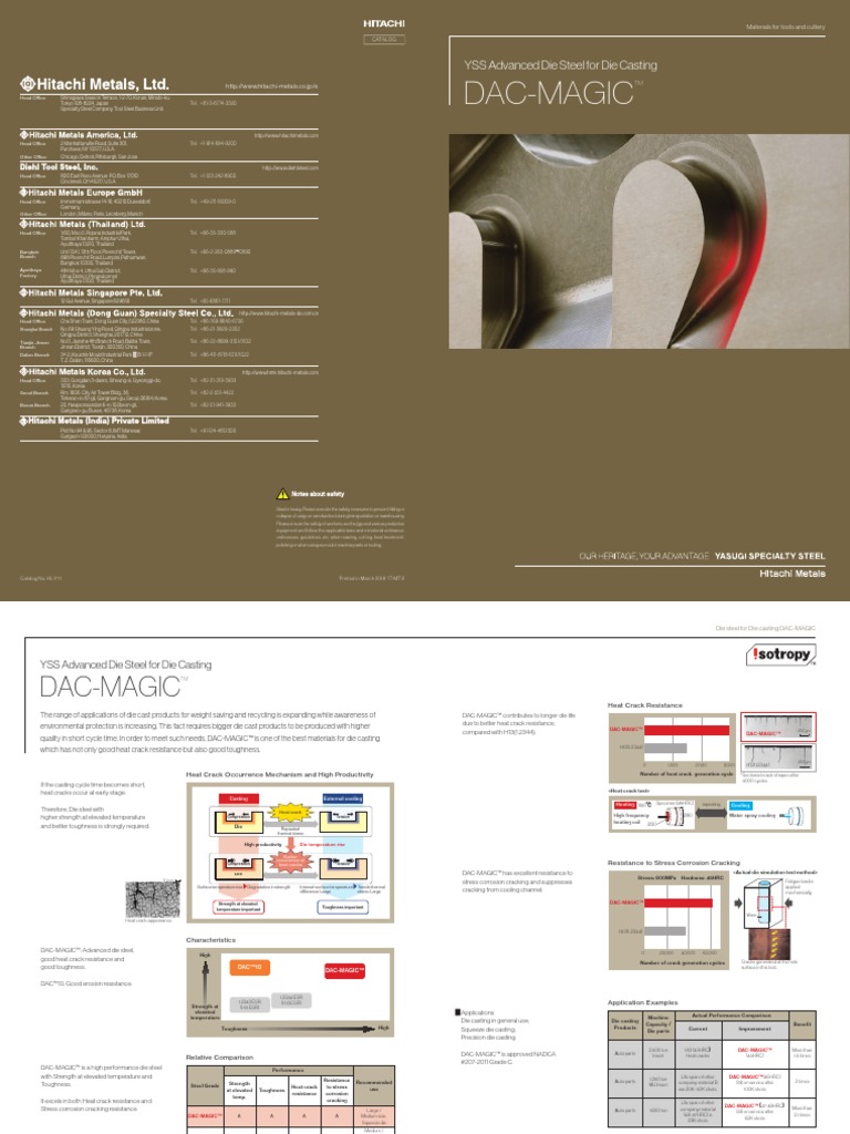 Dac-Magic: YSS Advanced Die Steel For Die Casting | PDF | Fracture ...
