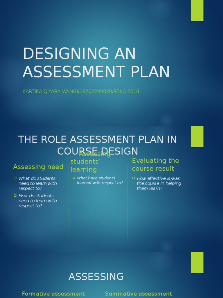 Designing An Assessment Plan | PDF | Educational Assessment | Applied ...