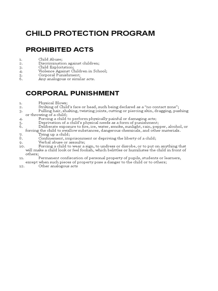 Child Protection Program Guidelines | PDF | Self-Improvement