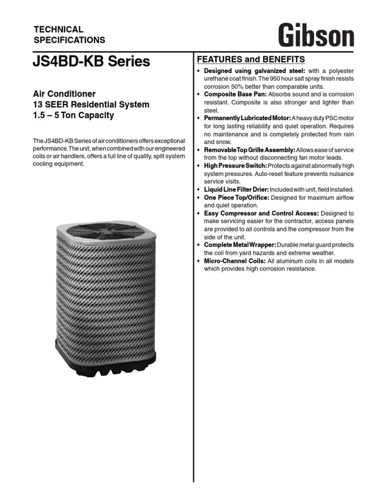 JS4BD-KB Series: Technical Specifications | PDF | Heating, Ventilating ...