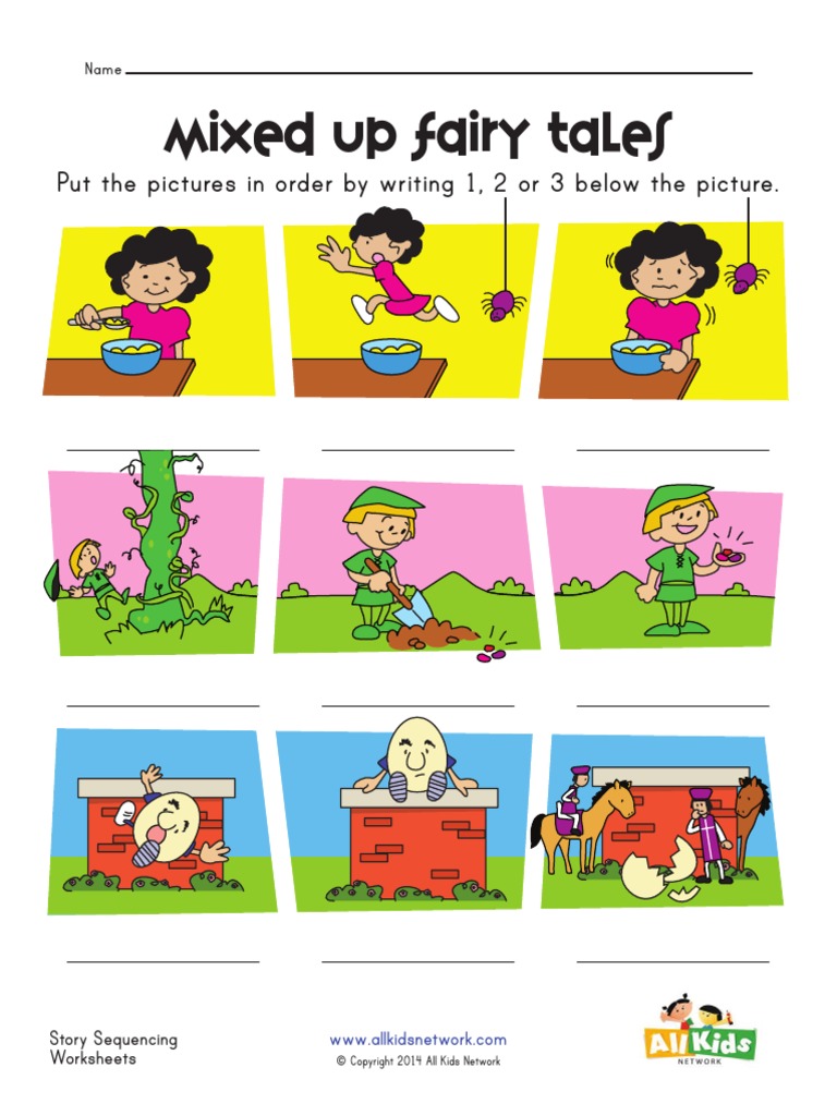 Mixed Up Fairy Tales: Put The Pictures in Order by Writing 1, 2 or 3 ...