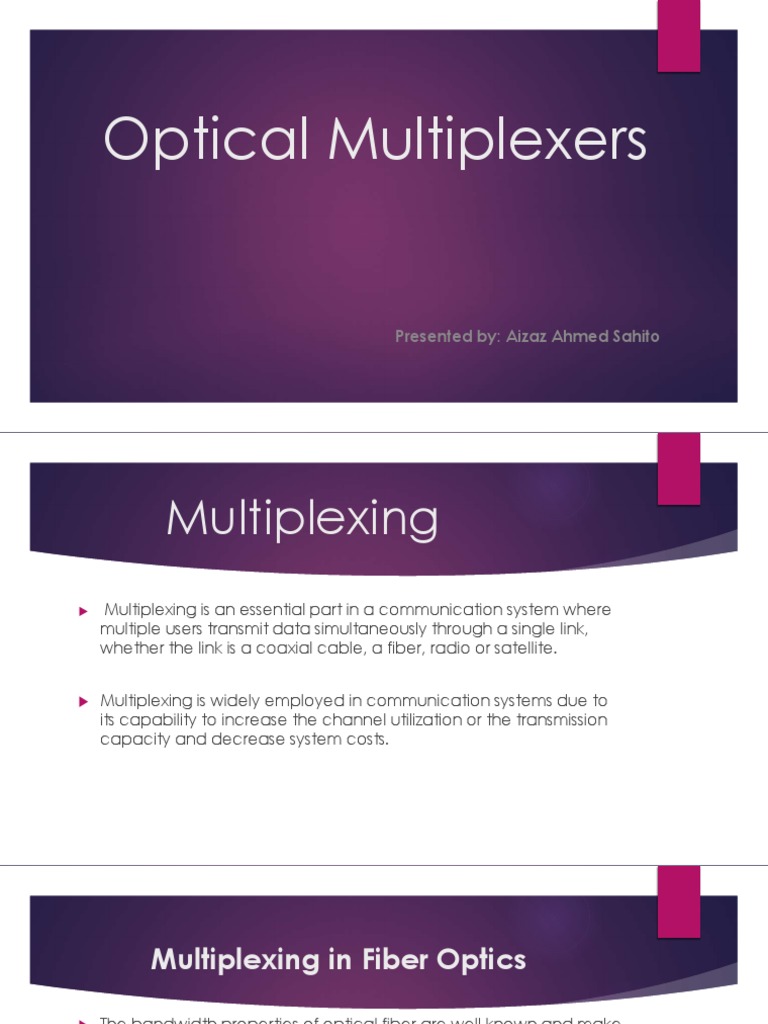 Optical Multiplexers: Presented By: Aizaz Ahmed Sahito | PDF ...