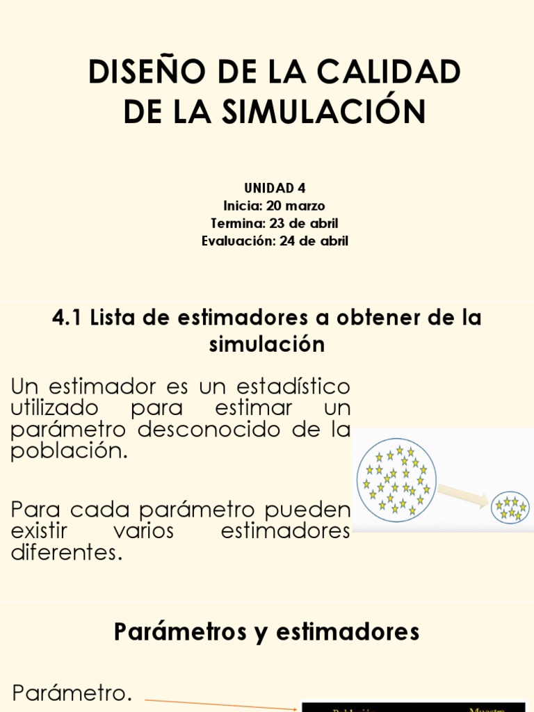 Unidad - Iv - Diseño de La Calidad de La Simulación | PDF | Estimador | Intervalo de confianza