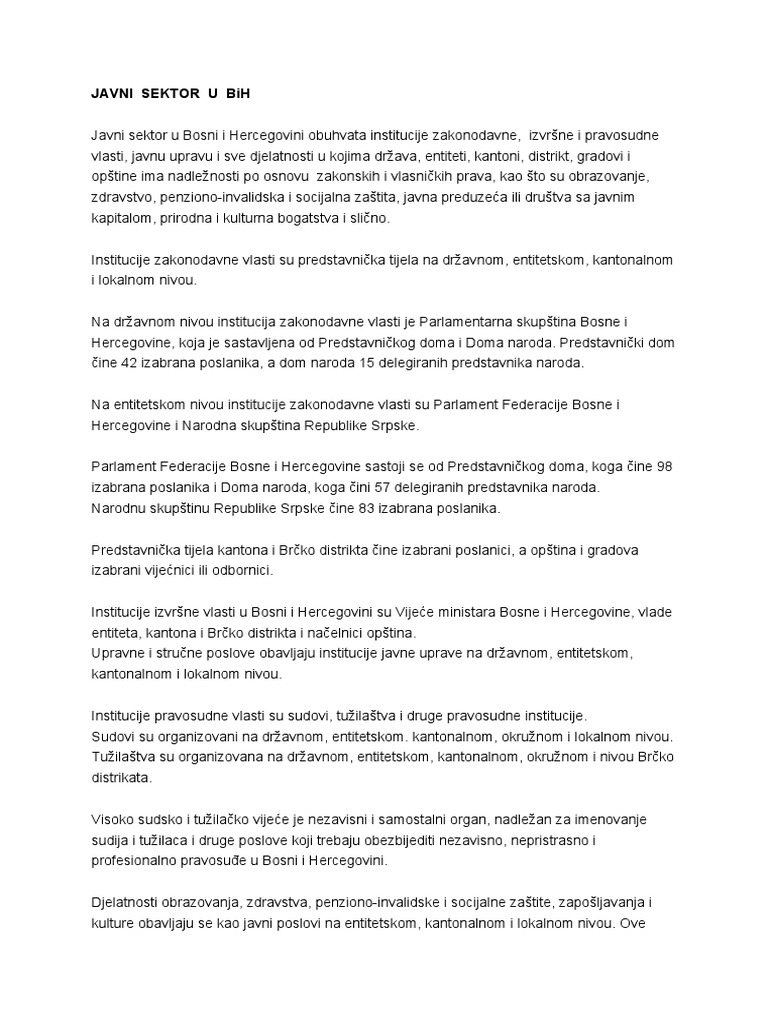 Javna Uprava U BiH | PDF