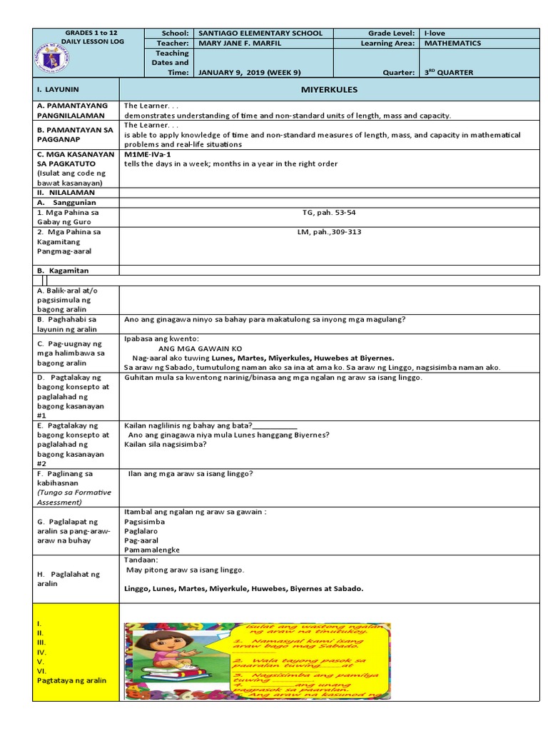 Cot 4 Mathematics 1 - Q3 - W9 DLL | PDF