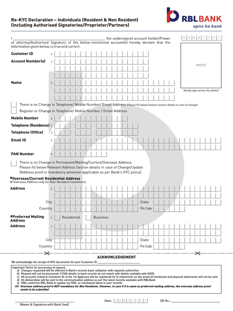 ReKYC Declaration Individual PDF | PDF | Personal Identification Number ...