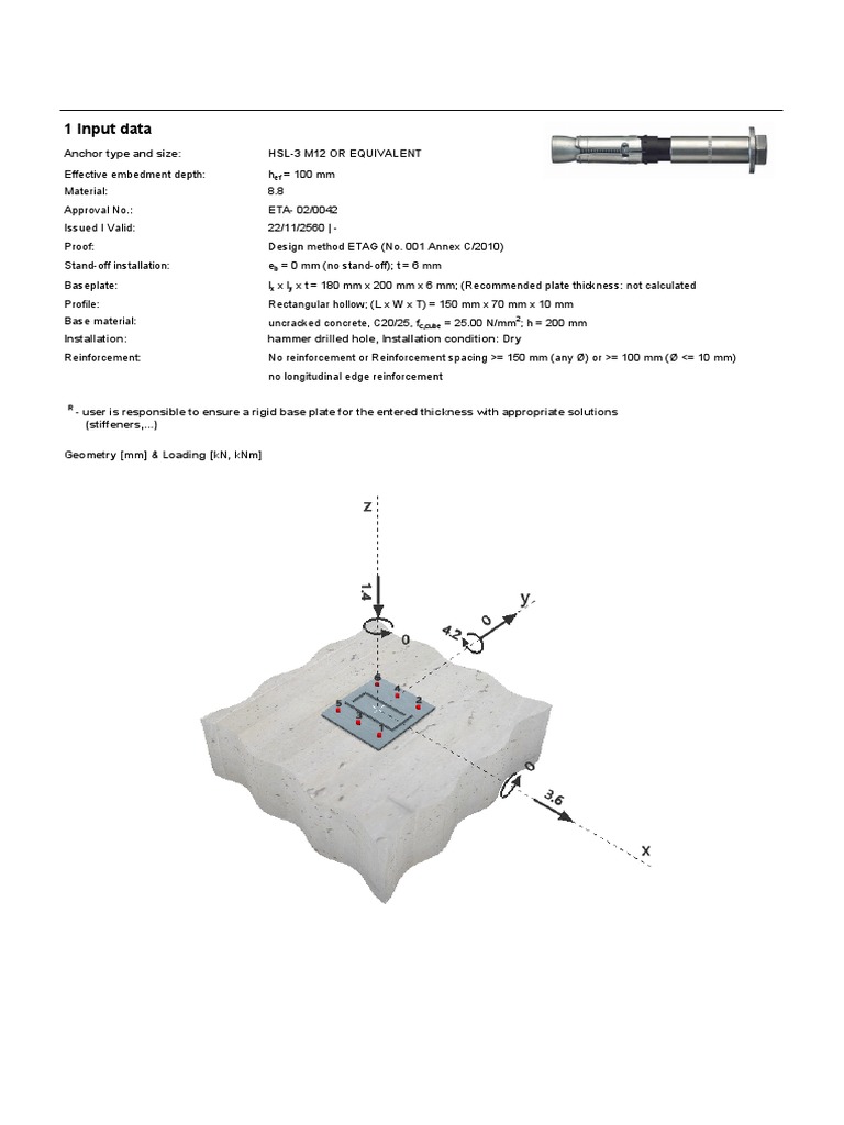1 Input Data: Anchor Type and Size: HSL-3 M12 or Equivalent | PDF ...