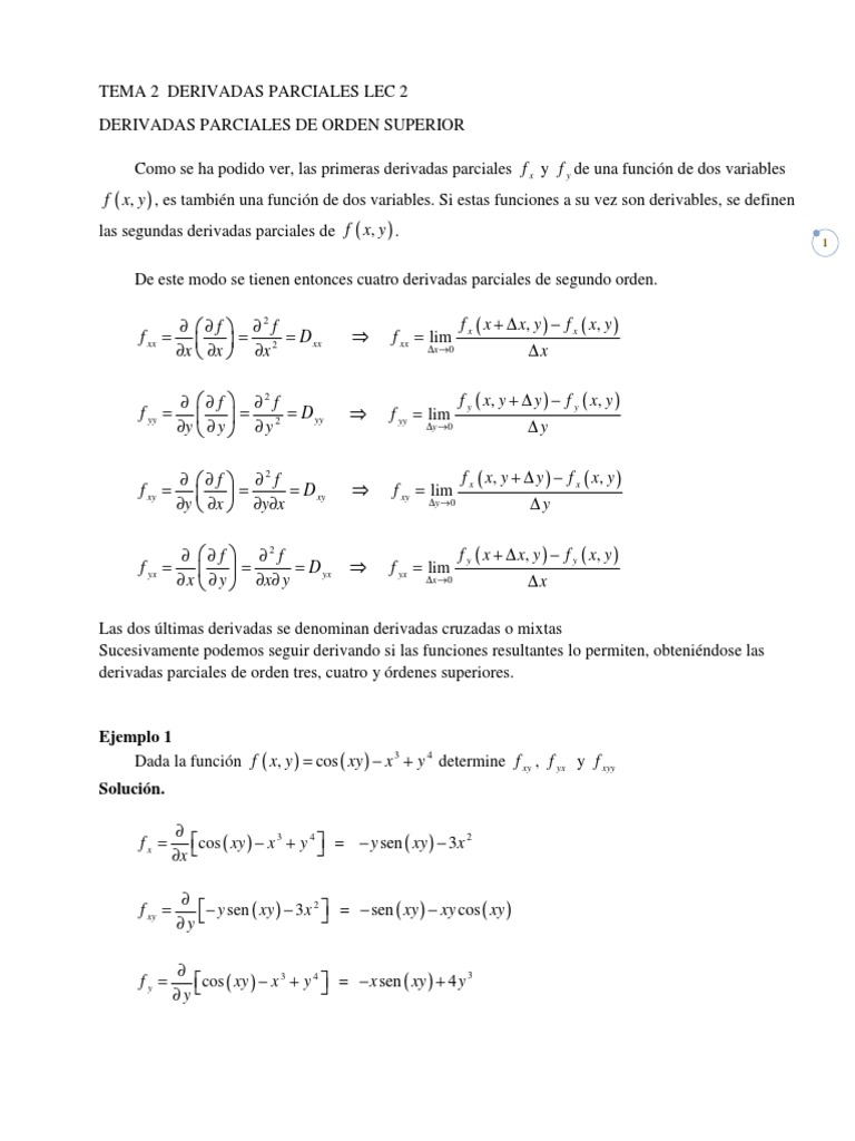 Derivadas Parciales Complemento 2 | PDF | Derivado | Álgebra