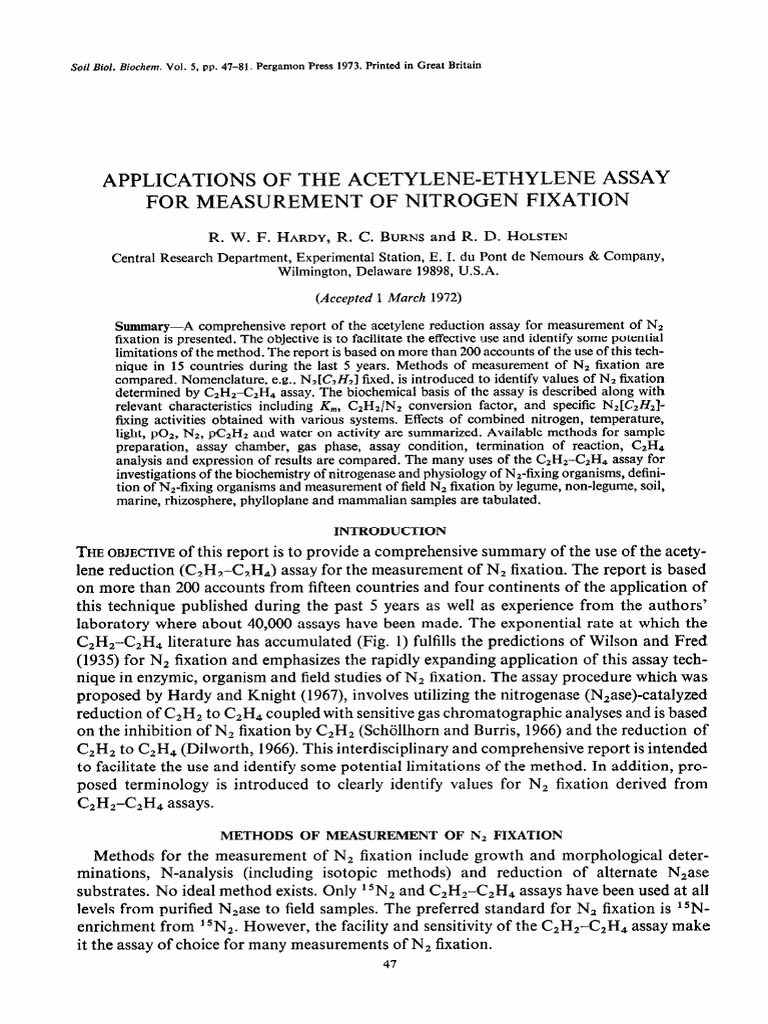 Applications of The Acetylene-Ethylene Assay For Measurement of ...