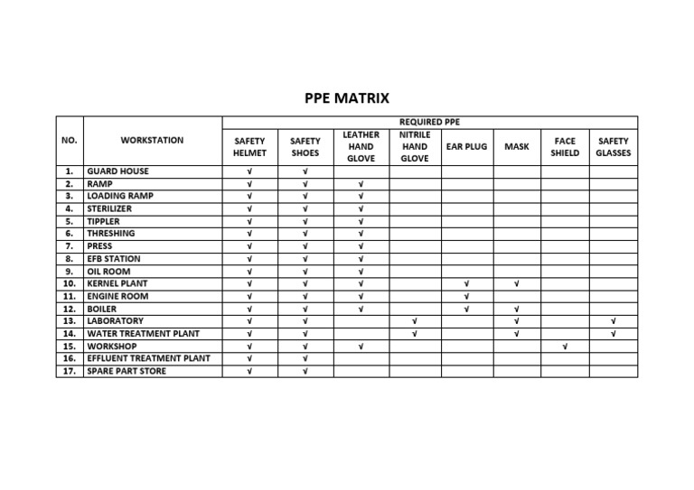 Ppe Matrix | PDF