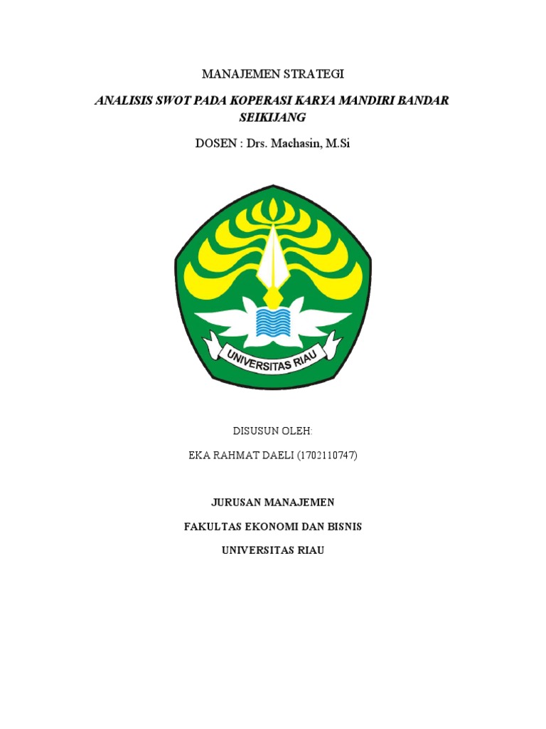 Analisis Swot Koperasi Karya Mandiri Bandar Seikijang | PDF