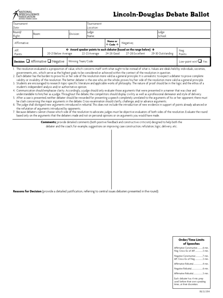 Lincoln-Douglas Debate Ballot Guide | PDF | Epistemology | Logic