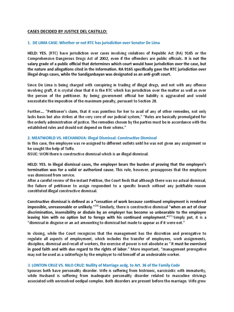 Cases Decided by Justice Del Castillo | PDF | Mortgage Law | Initiative