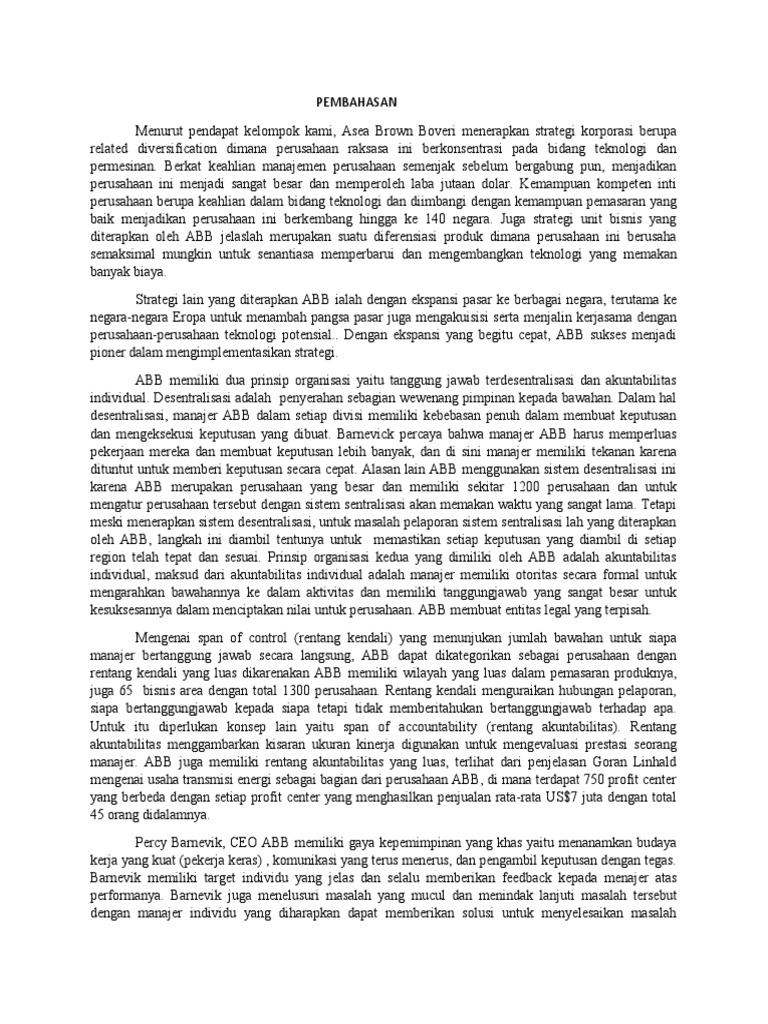 Pembahasan 1 Asea Brown Boveri | PDF