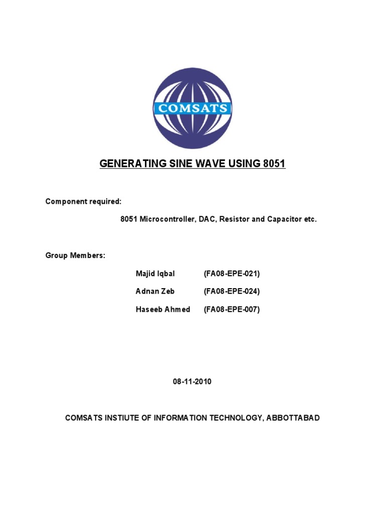 Generating Sine Wave Using 8051 | PDF | Digital To Analog Converter ...
