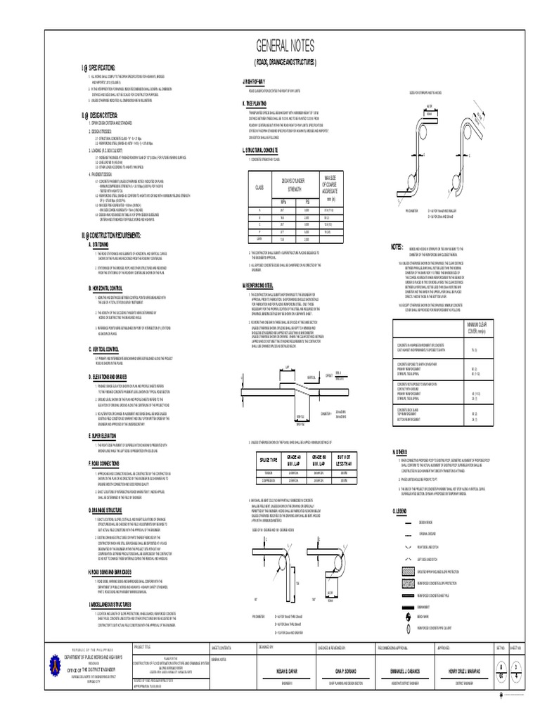 General Notes: (Roads, Drainage and Structures) I. at Specifications ...