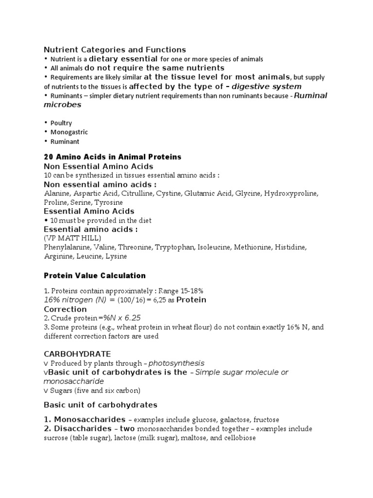 Nutrient Categories and Functions | PDF | Carbohydrates | Fat