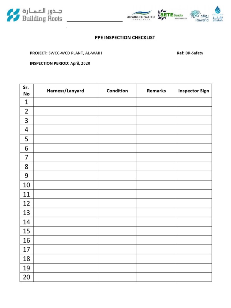 PPE Inspection Checklist for SWCC-WCD | PDF | Technology & Engineering
