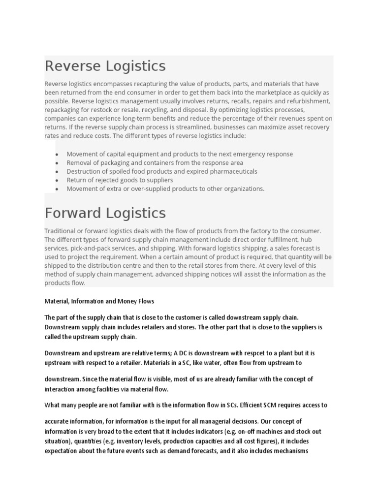 Reverse Logistics | PDF | Logistics | Supply Chain