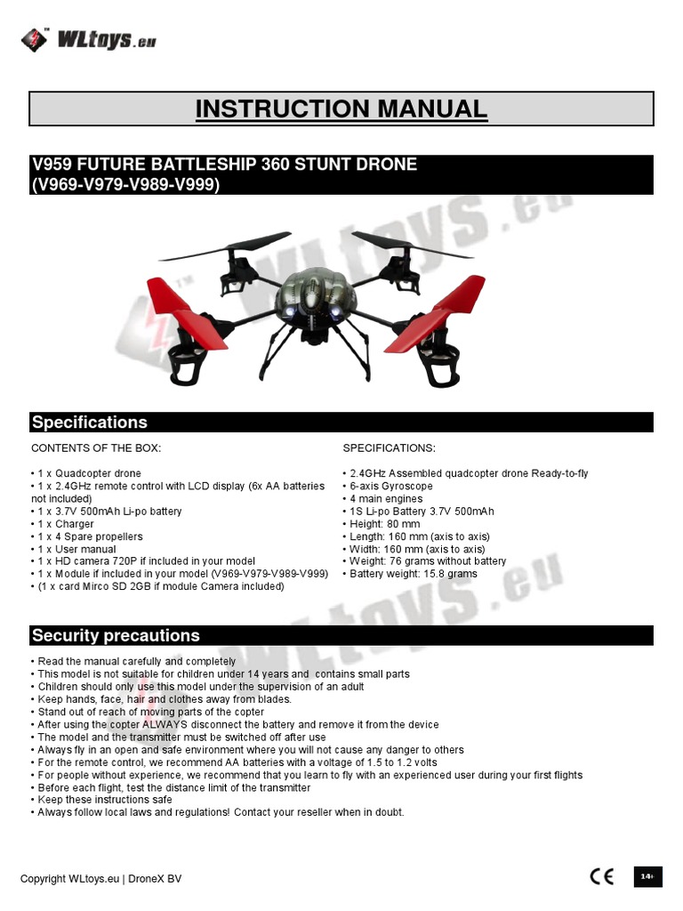 Instruction Manual: V959 Future Battleship 360 Stunt Drone (V969-V979 ...