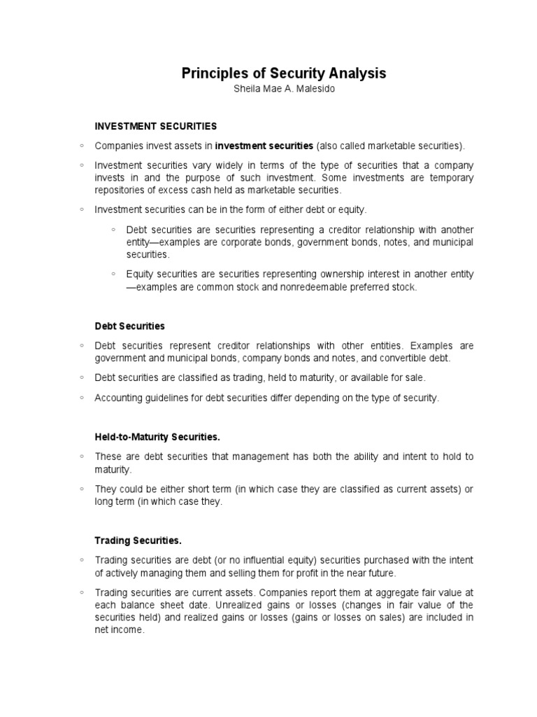 Principles of Security Analysis | PDF | Securities (Finance) | Stocks