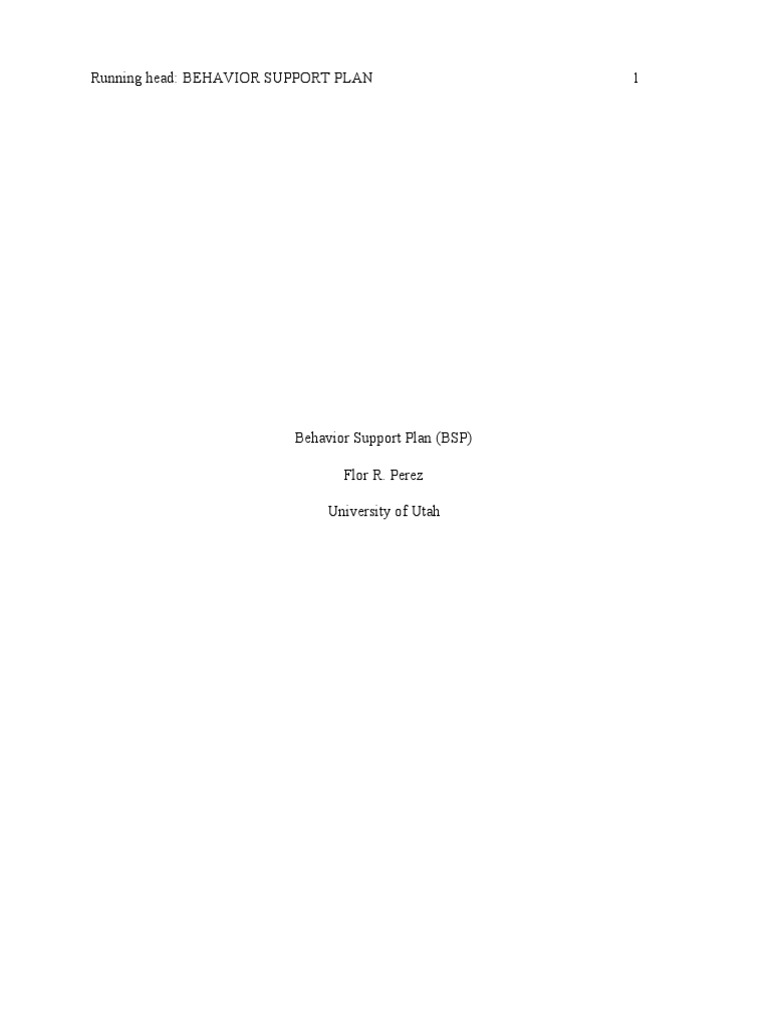 Behavior Support Plan BSP - Maria 1 | PDF | Reinforcement | Dependent And Independent Variables