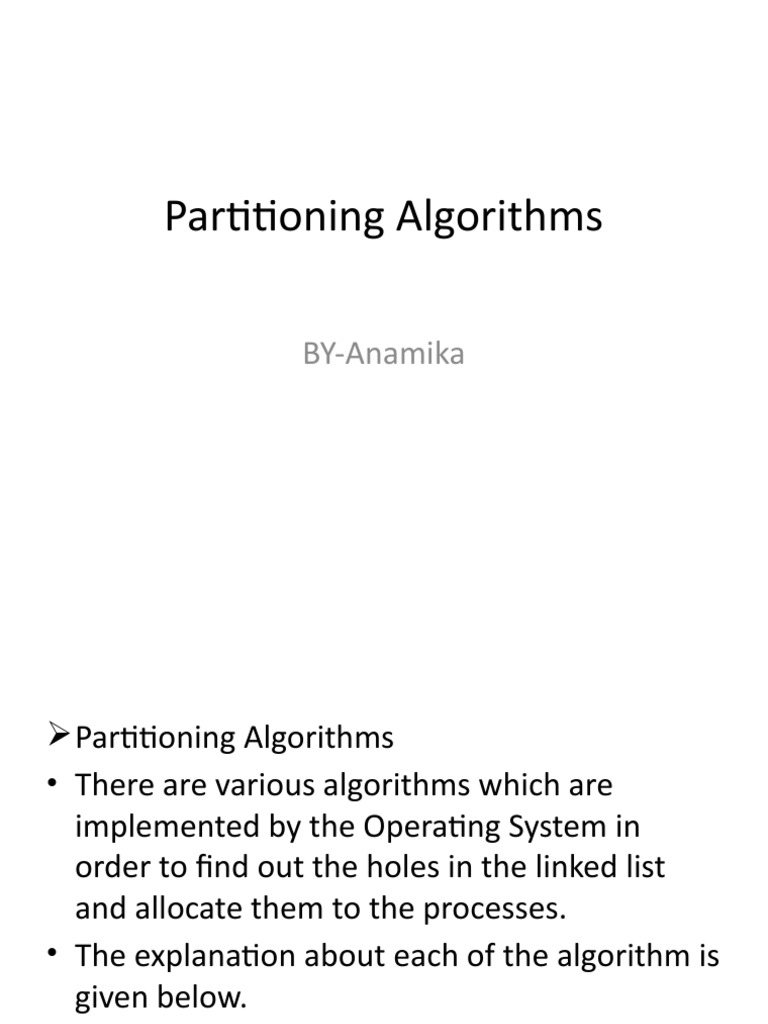 Partitioning Algorithms | PDF | Algorithms | Computer Data