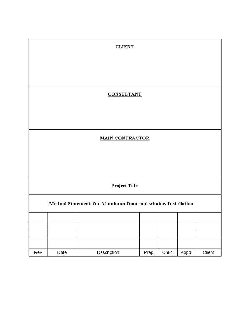 Method - Statement - For Aluminum Door and Window Installation | PDF ...