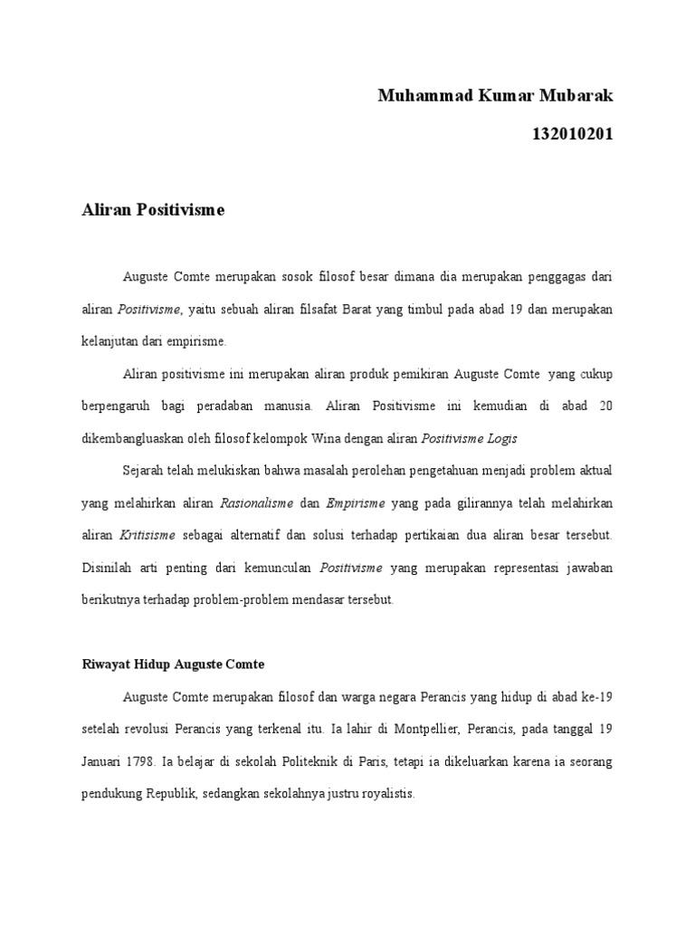 Positivisme dan Pemikiran Auguste Comte | PDF | Ilmu Sosial | Filsafat