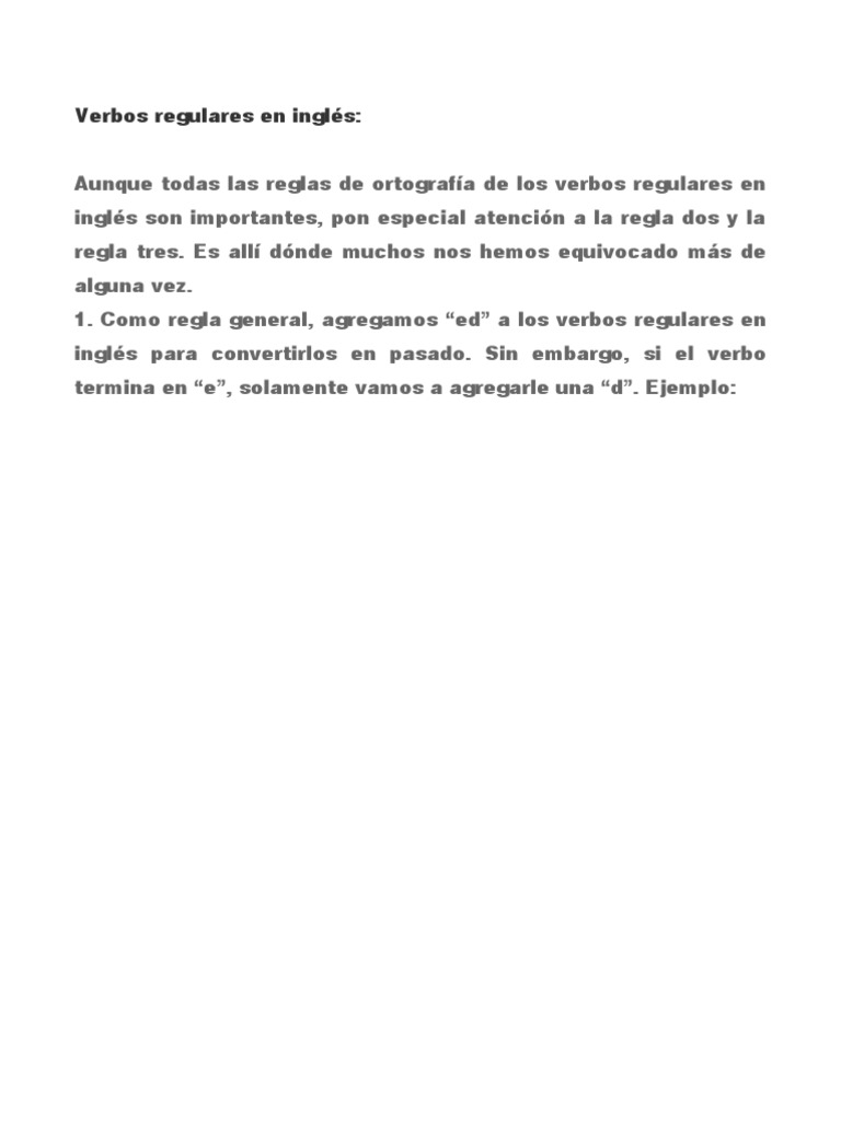 Verbos Regulares En Inglés Descargar Gratis Pdf Ajedrez Juegos Y