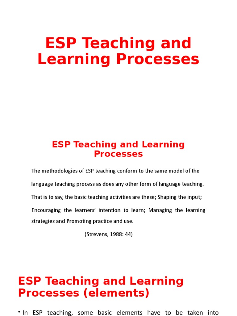 ESP Teaching and Learning Processes | PDF | Learning | Language Education