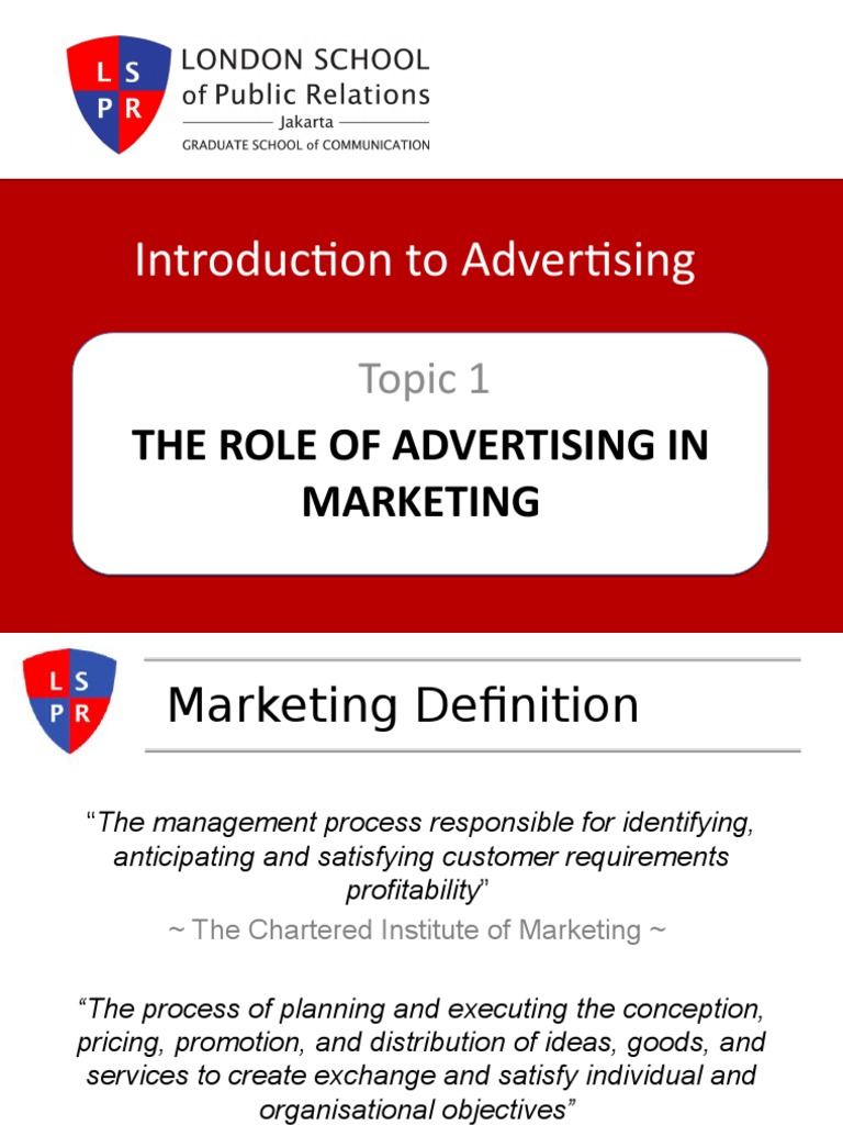 Intro To Adv 1 - The Role of Advertising in Marketing1 | PDF ...