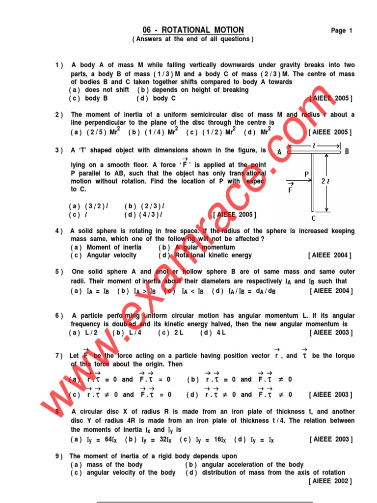 06 - ROTATIONAL MOTION concepts | PDF | Rotation Around A Fixed Axis | Torque