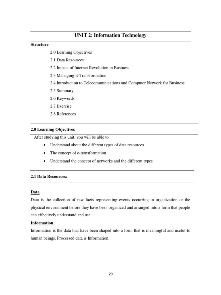 UNIT 2: Information Technology: Structure | Download Free PDF ...