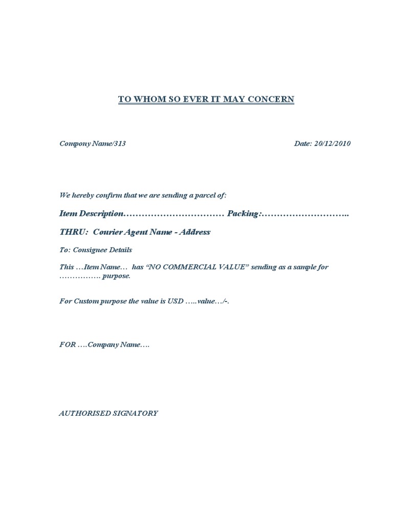 Sample Letter For Courier Sending | PDF